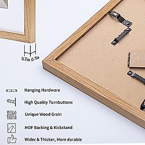 Axeman 8x10 Picture Frame with Mat for 5x7, Solid Oak Wood Picture Frames Set of 3 Packs, Natural Wood Frame for Wall and Tabletop Display Photo Frame with Tempered Glass for Home Decor- Nature