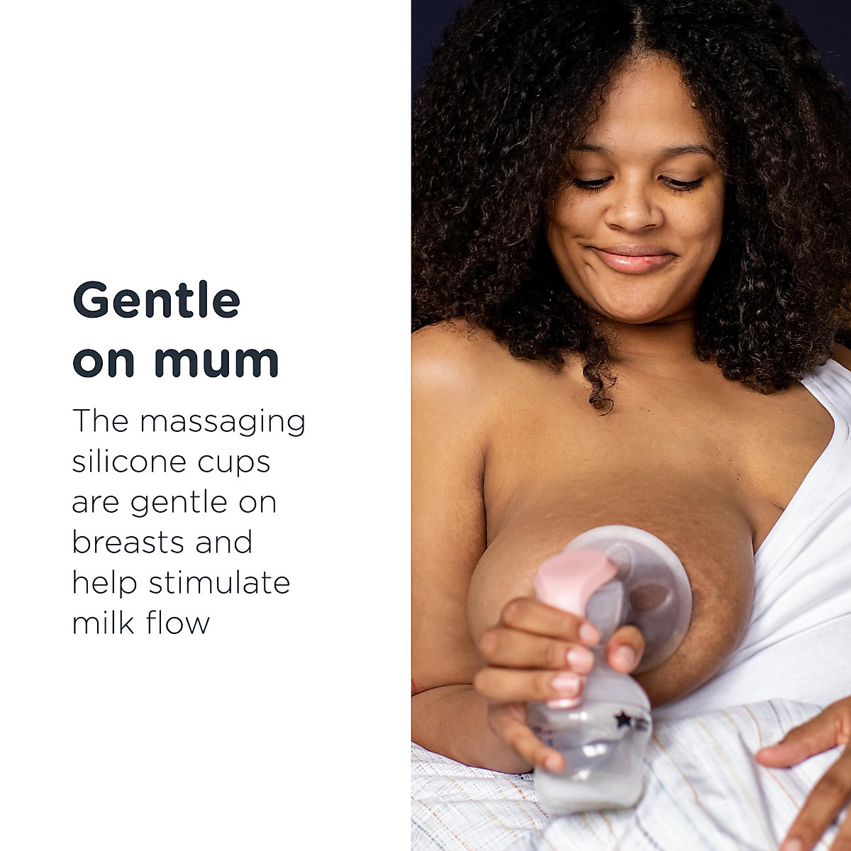 Tommee Tippee Made for Me Single Manual Breast Pump, Strong Suction, Soft Feel, Ergonomic Handle, Portable and Quiet Breastmilk Pump, Baby Bottle Included