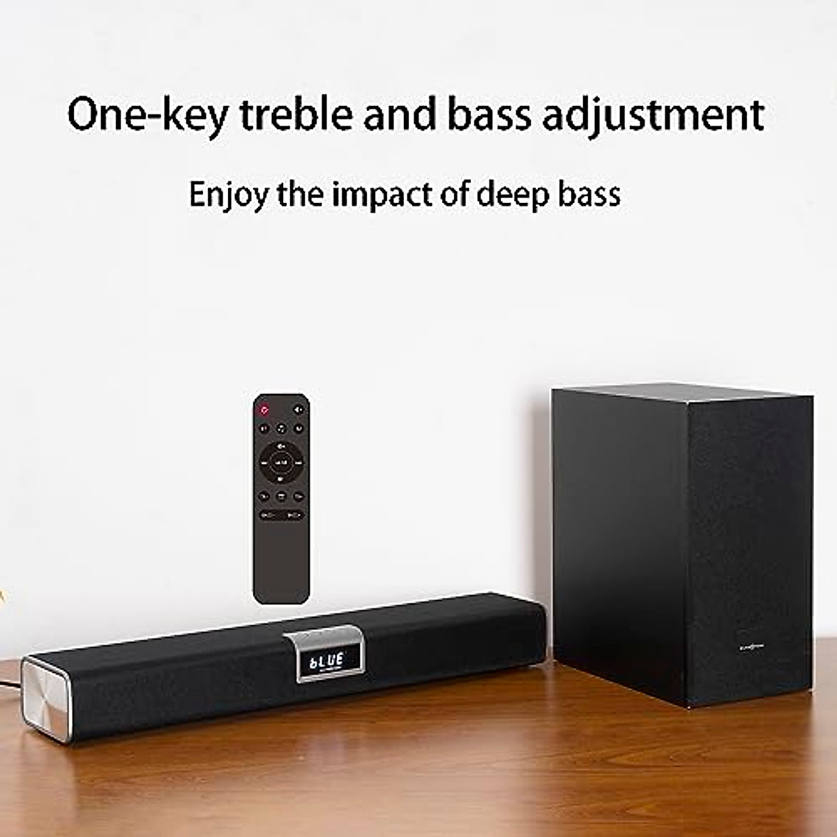 Phasetech Soundbar with 2 Wireless Microphones 2.1CH Bluetooth Sound Bar with Subwoofer, Karaoke Machine with Vocal Elimination, Sound Modification, Ambient Special Sound for Home Theater Audio
