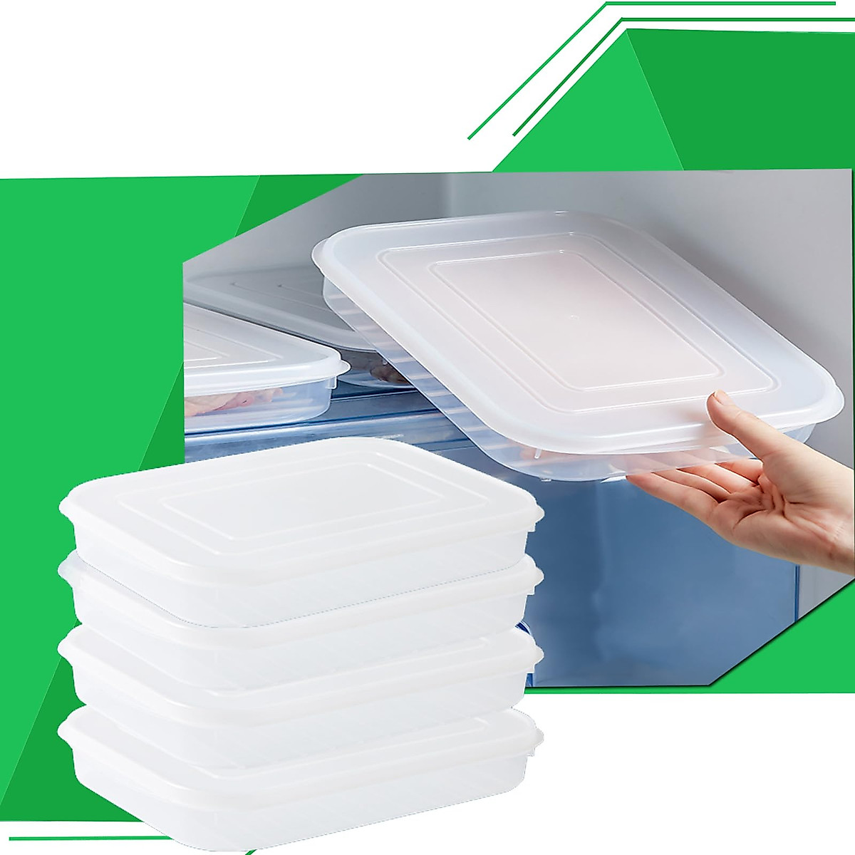 Valuetalk 4 Pieces Bacon Keeper, Plastic Bacon Refrigerator Keeper Storage Container with Lids, Fridge Food Refrigerator Storage Box for Vegetables, Cold Meat Deli, Cheese Container