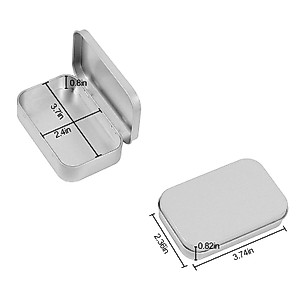 KINJOEK 42 PCS Metal Rectangular Empty Hinged Tins, 3.7 x 2.4 x 0.8 Inch Portable Sealed Containers Storage Boxes with Lids for Small items, Silver