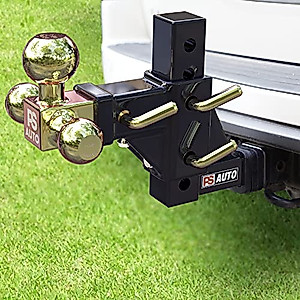 Tri-Ball Adjustable Trailer Hitch – Fits 2-inch Receiver, 5.70-inch Drop, Trailer Hitch, Tri-Ball Hitch, Adjustable, Ball Mount Hitch - 10,000 LBS, 1-7/8, 2 and 2-5/16 inch Balls, Solid Tube Hitch
