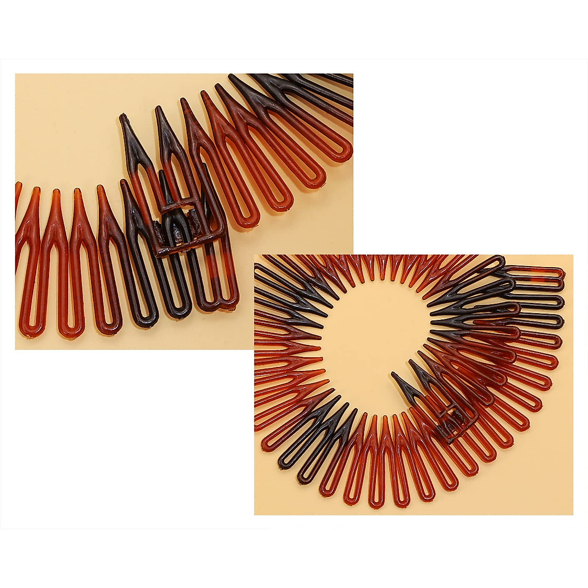 PENTA ANGEL Stretch Hair Combs 6Pcs Flexible Plastic Full Circular Circle Comb Headband Hair Wrap Holder Hairband for Women (Classic Style)