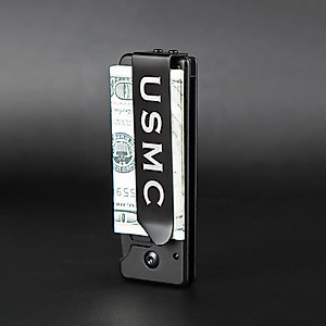 Military Gift Shop Versatile USMC Money Clip Pocket Knife- 2.75 Inch Blade Marine Corps Knife with Clip for Money or Pocket | Disabled USMC Vet Owned SMALL Business