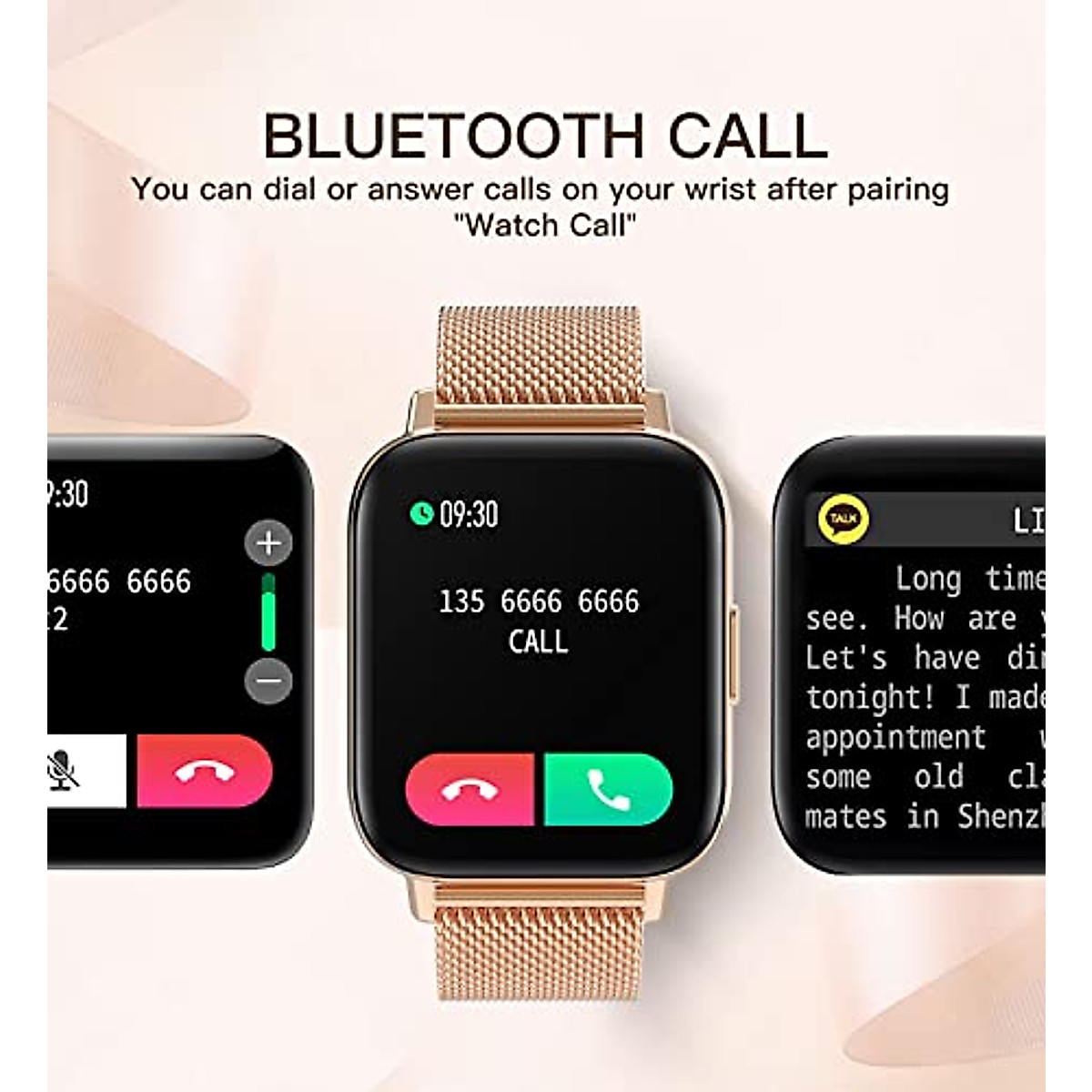 Lefitus Smart Watches for Women (Answer/Make Calls) 1.7" Touchscreen Fitness Tracker with Heart Rate Monitor Pedometer Smartwatch for Android and iOS Phones with Stainless Steel Band Waterproof