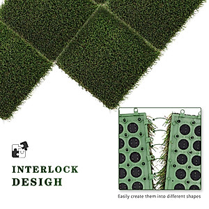 CJNLON 12"x12" Artificial Grass Tiles, 9 Packs Self-draining Fake Grass Turf Tiles Set for Flooring Decor, Dog Pads Indoor Outdoor 1.57'' in Pile Height