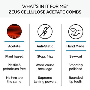 ZEUS Handmade Saw-Cut 2-in-1 Beard Comb – 7.5” Mustache & Beard Comb (Traditional) C11