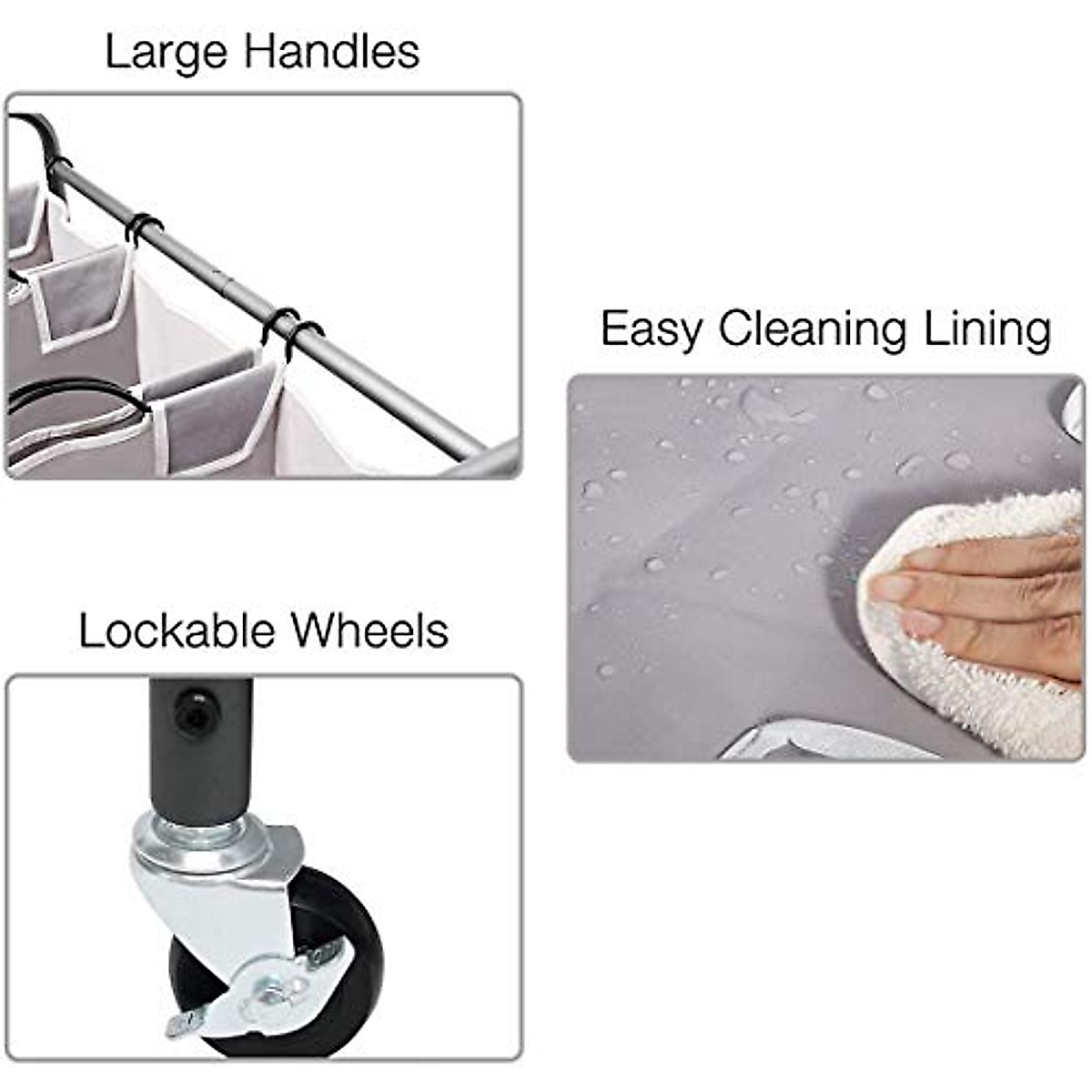 STORAGE MANIAC 3 Section Laundry Sorter Rolling Laundry Hamper Laundry Basket with Wheels and Laundry Sorter Replacement Bag 2 Pack