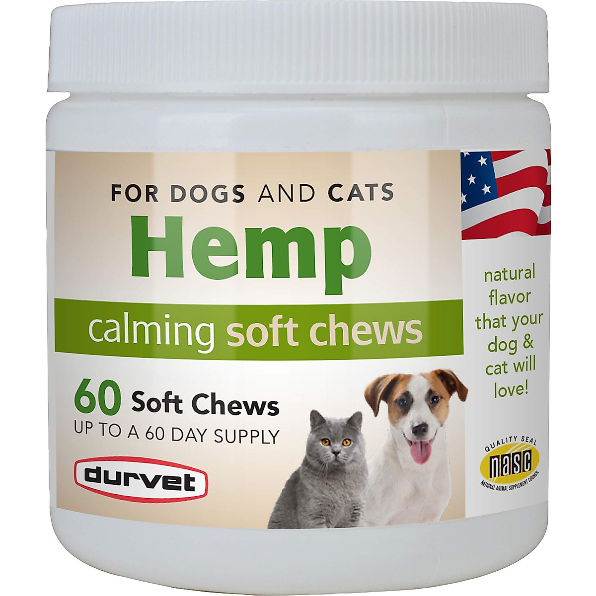Durvet Hemp Calming Soft Chews - 60 Count jar
