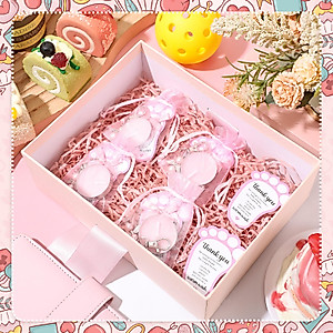 Landical 50 Sets Baby Shower Favors for Guests Including 50 Unscented Tealight Baby Shower Candles 50 Angel Keychains 50 Gift Bags 50 Baby Shower Cards for Baby Shower Gender Reveal Party(Pink)