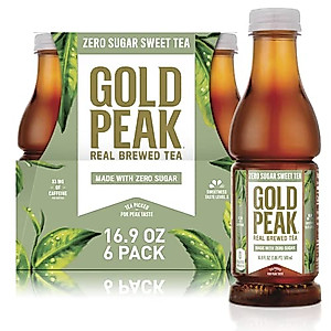 Gold Peak Zero Sugar Diet Iced Tea Drink, 16.9 fl oz, 6 Pack
