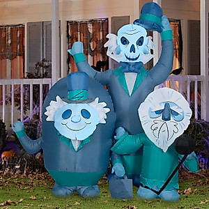 Gemmy Airblown Haunted Mansion Hitchhiking Ghosts Scene Disney, 6 ft Tall, Blue