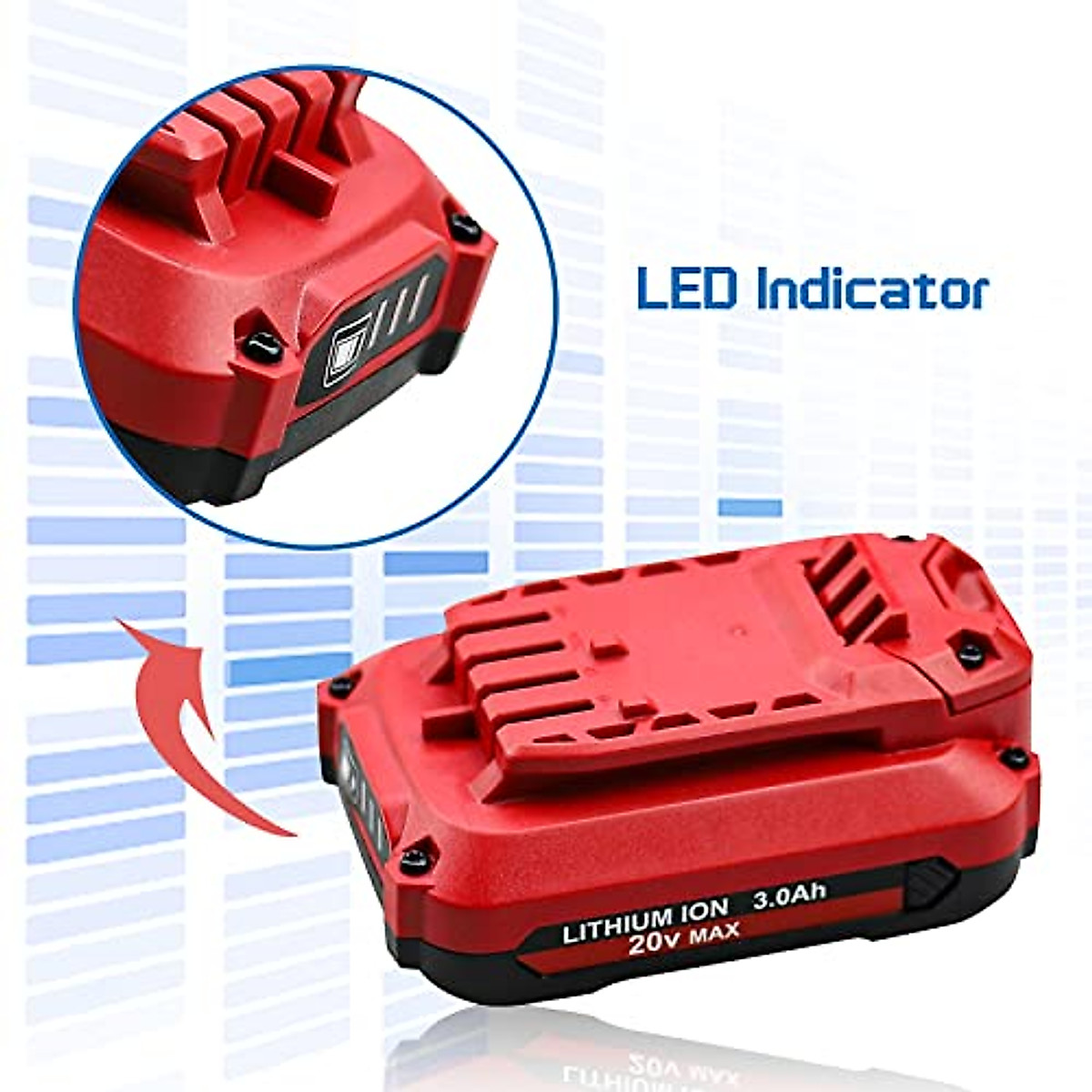 2 Pack 3.0Ah 20 Volt CMCB202-2 Battery Replacement for Craftsman V20 Lithium ion Battery Compatible with Craftsman 20V Battery Lithium ion CMCB201 CMCB202 CMCB202-2 CMCB204 CMCB204-2 CMCB205 CMCB206