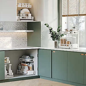 NETEL Under Sink Organizers and Storage, Pull Out Organizer 2 Tier Slide Out Sink Shelf Cabinet Storage Shelves, Under Sink Storage for Kitchen Bathroom Cabinet, White 2 Pack