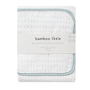 Bamboo Baby Hooded Towel and Washcloth Set, Perfect for Babies or Toddlers, Soft & Absorbent (Greenish)