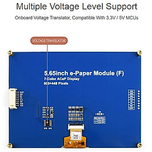 XYGStudy for Raspberry Pi Jetson Nano 5.65inch ACeP 7-Color e-Paper e-Ink Display Module SPI Interface 600×448 Pixels Colorful 5.65" Paper-Like Screen Wide Viewing Angle Low Power Consumption
