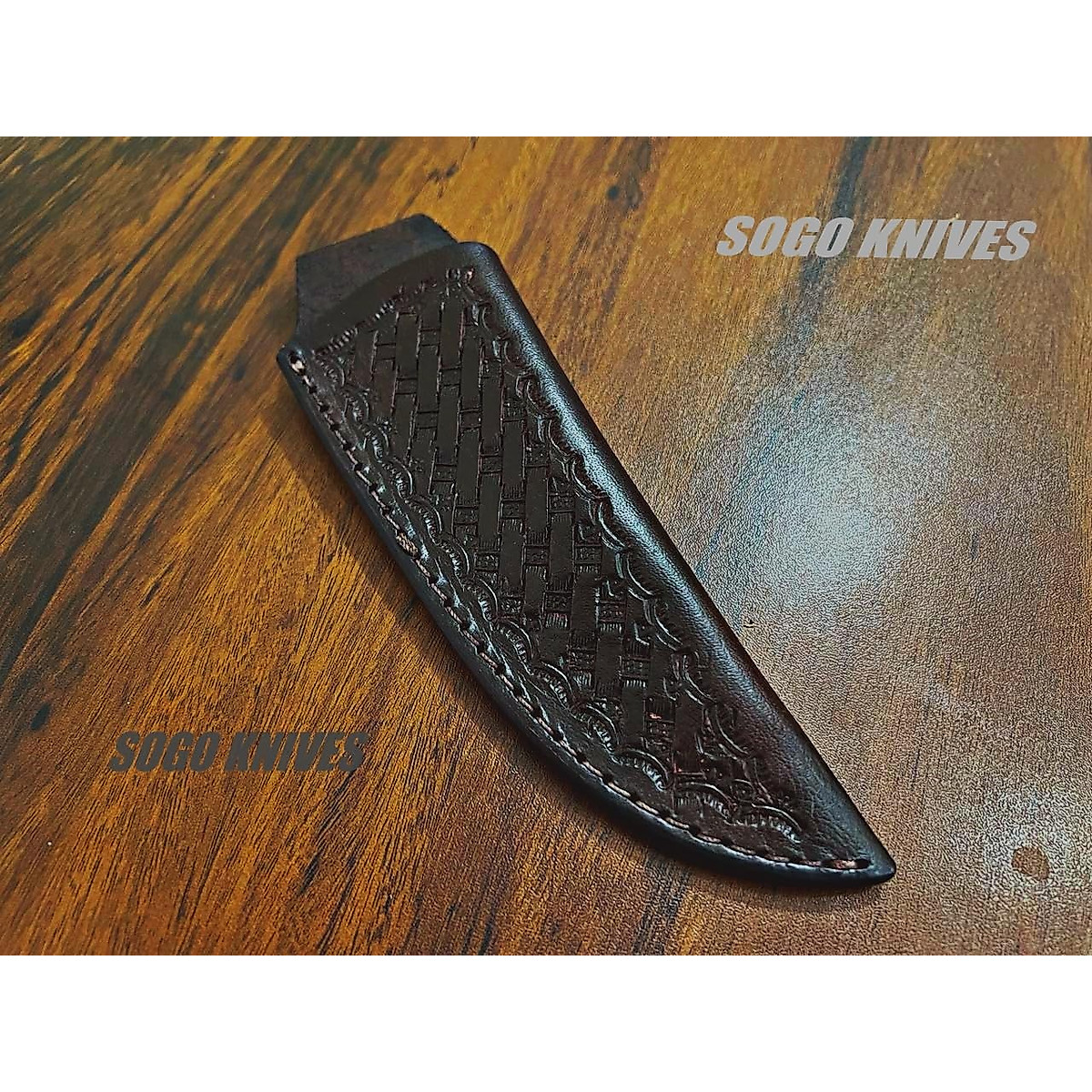 SOGO KNIVES Leather Knife Sheath For Belt, Slanted Sheath, Tooled Leather Sheath, Beautiful 8 TO 9 inches Hunting Knife fixed blade Leather Cover 100% Real Leather (BROWN)
