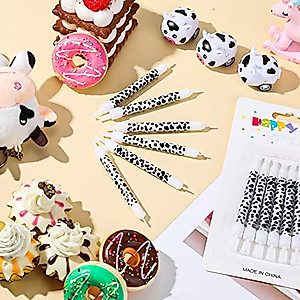 12 Pcs Cow Themed Birthday Candles Cow Print Cake Topper for Cow Party Decoration Baby Shower Birthday Farm Animal Theme Party for Girls