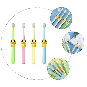 TOYANDONA 4pcs Extra Toothbrush with 10000 Bristles Cartoon Duck Micro Nano Manual Toothbrushes Sensitive Gums Toothbrushes Adult Kid Tooth Brush