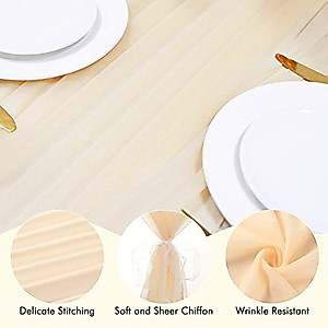 Fixwal White Chiffon Table Runner, 120 Inches Elegant Sheer Wedding Table Runner, Romantic Table Decorations for Bridal Shower, Baby Shower, Birthday Party