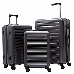 TydeCkare Luggage Sets 3 Piece (20/24/28) ABS+PC Suitcase Hardshell Lightweight Carry Ons with TSA Lock & Spinner Silent Wheels, Convenient for Trips, Gray