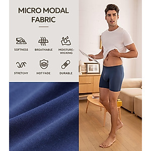 DAVID ARCHY Men's Underwear Micro Modal Dual Pouch Trunks Support Ball Pouch Bulge Enhancing Boxer Briefs for Men 3 or 4 Pack(XL,Black/Dark Gray/Navy Blue)