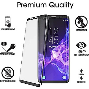 (2 Packs) Galaxy S9 Screen Protector Anti-Scratch, HD Clear, Case Friendly 3D Curved Protective Tempered Glass Compatible Samsung Galaxy S9