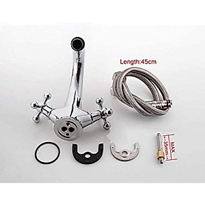 ROLTIN Kitchen Taps 1 Set Chrome Plated Double Handle Toilet Bathroom Sink Faucet Hot and Cold Bathroom Sink Mixer Tap Switch