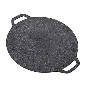 Korean Style Round Grill Pan, High Thermal Conductivity Non stick Barbecue Plate Aluminum Material Korean BBQ Grill Pan, Multifunctional Stove Plate for Meats, Pancakes, Ribs(30CM)