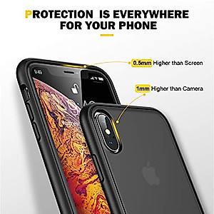 Humixx Shockproof Series iPhone X Case/iPhone Xs Case, [Military Grade Drop Tested] [Upgrading Material] Translucent Matte Case with Soft Edge, Heavy Duty Protective Case, 5.8 Inch Black