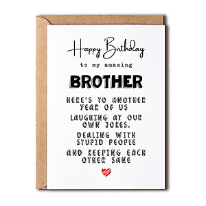 KrysDesigns Birthday Card Brother - Greeting Card - For Brother - Happy Birthday To My Amazing Brother - Funny Card For Brother - Quote Queen Cards
