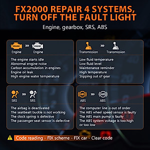 ANCEL FX2000 with Case Enhanced Vehicle Transmission ABS OBD2 Scanner, Automotive OBDII Diagnostic Scan Tool Car Check Engine Code Reader with 16GB Memory Card [2022 Newest Version]