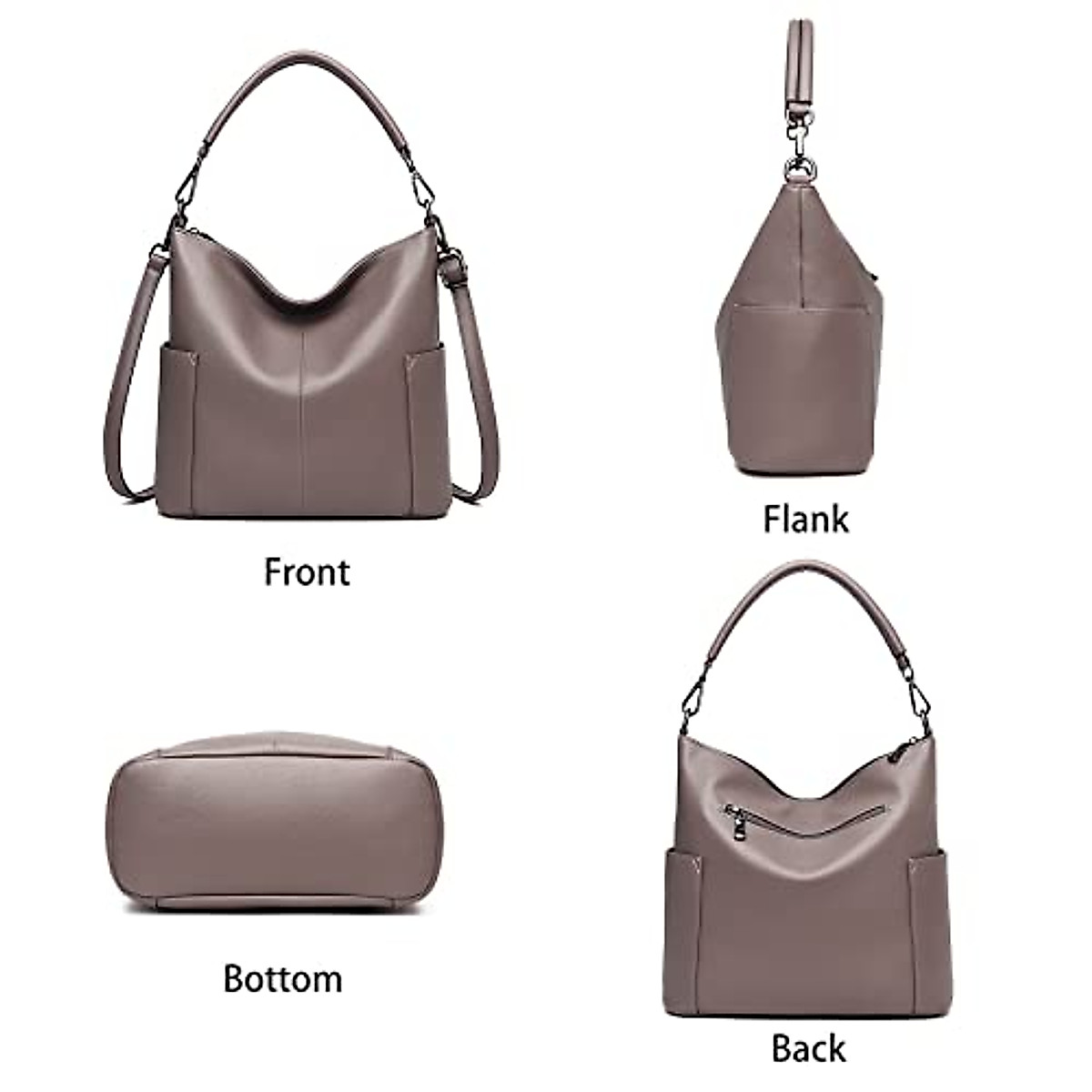 TarsaMult Hobo Bags for Women Soft Faux Leather Shoulder Crossbody Ladies Purses and Handbags Fashion Large Bucket Tote Bag(6073 Khaki)