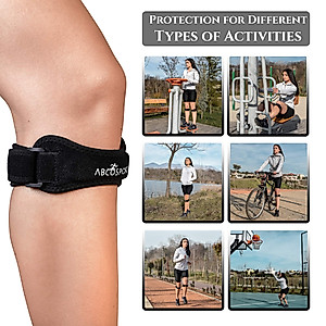 Abco Tech Patella Knee Strap (Black - 2 Pack) - Knee Pain Relief - Tendon and Knee Support for Running, Hiking, Soccer, Basketball, Volleyball and Exercise - Runners Knee Stabilizer - Adjustable Band