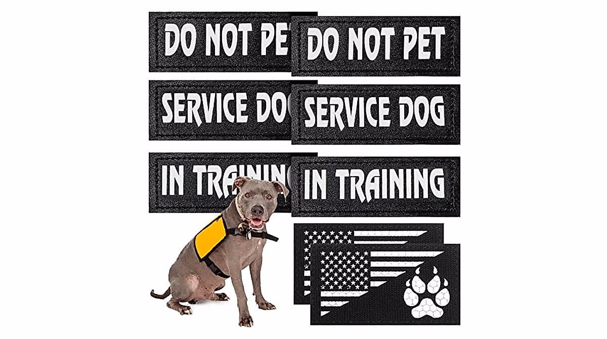 Reflective Service Dog Vest Patches - 8 Piece Set