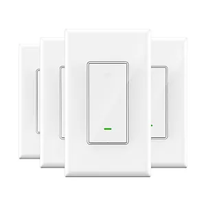 GHome Smart Switch, Smart Wi-Fi Light Switch Works with Alexa and Google Home 2.4Ghz, Single-Pole, Neutral Wire Required, UL Certified, Voice Control, No Hub Required (4 Pack)