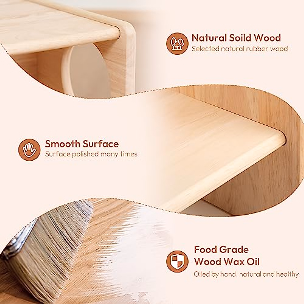 Woodtoe Montessori Weaning Table and Chair Set, Toddler Table and Chair Set, Natural Solid Wooden Kids Table Cube Chair for Boys and Girls, Montessori Furniture Birthday Gift for Children