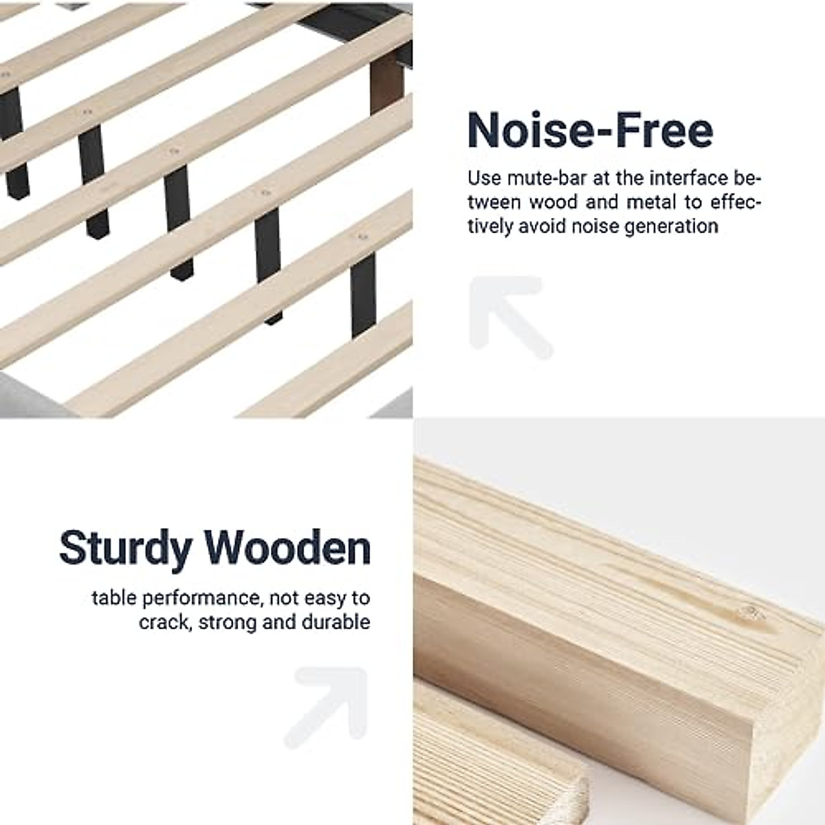 OTRIEK Queen Size Platform Bed, Modern Upholstered Platform Bed, Solid Wood Bed Frame with Vertical Channel Tufted Headboard, No Box Spring Needed for Boys Girls Bedroom (Cream)