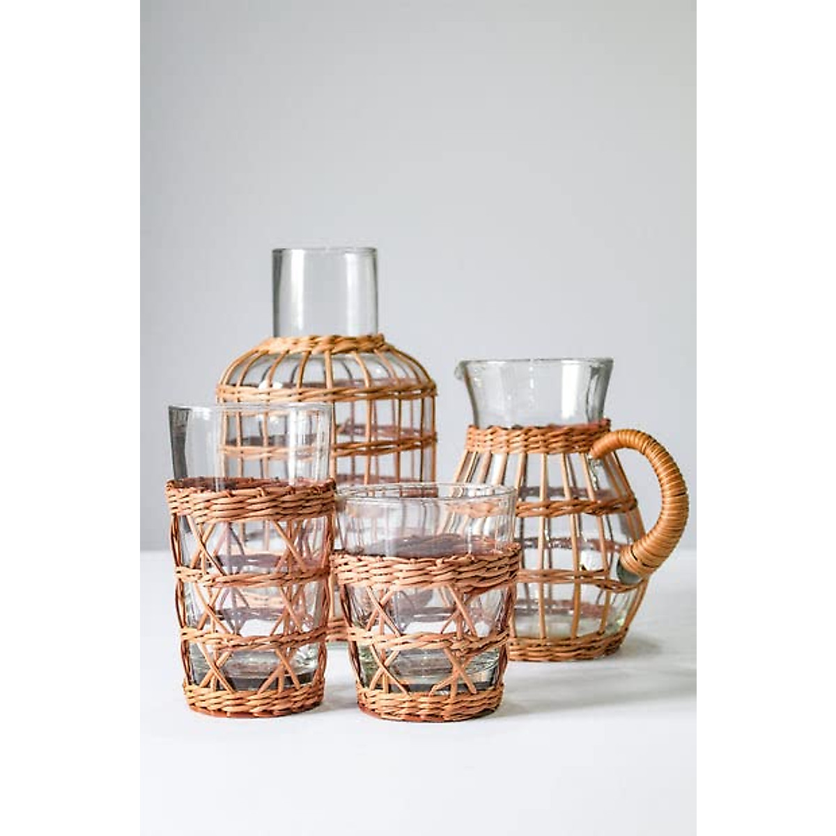 Seagrass Rattan Cage Highball Set of 6 Glassware