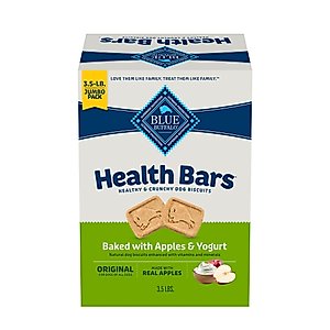 Blue Buffalo Health Bars Crunchy Dog Biscuits, Oven-Baked With Natural Ingredients, Apples & Yogurt, 3.5 lb Box