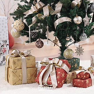 DINDOSAL Champagne Gold Velvet Ribbon Wired 1.5" x 10 Yards Champagne Christmas Wired Ribbon with Gold Back Tree Ribbon for Wreaths and Garlands, Topper Bows, Crafts, Home Decor, Gift Wrapping