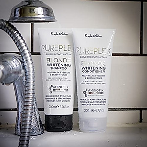 PurePlex Bond Reconstructing Blonde Conditioner. Neutralizes Brassy & Yellow Tones in All Blonde, Lightened and Grey Hair Whilst Repairing and Leaving Hair a Clean, Crisp White Blonde.