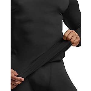TSLA Men's Thermal Compression Shirts Hoodie with Mask, Long Sleeve Winter Sports Base Layer Top, Active Running Shirt, Heatlock Hoodie Black, Large