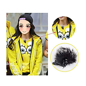 Lavalier Wind Muff 2 Pack Lapel Microphone Wind Muff 0.2/0.4 Inch Furry Lav Windscreen Windproof Wind Screen (0.4inch, Black/White)