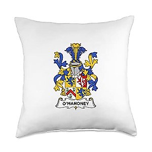 Family Crest and Coat of Arms clothes and gifts O'Mahoney Coat of Arms-Family Crest Throw Pillow, 18x18, Multicolor