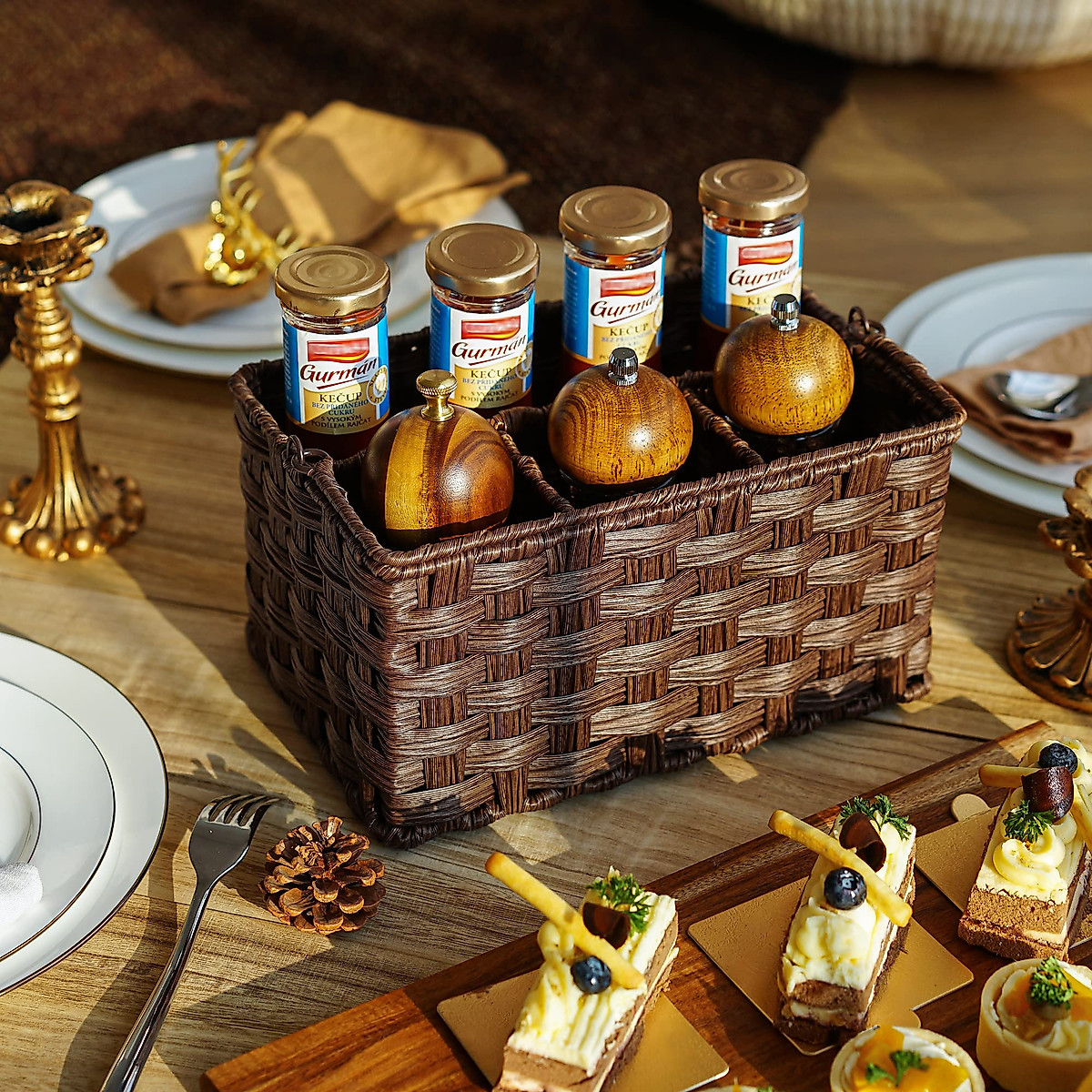 GRANNY SAYS Bundle of 1-Pack Spoon And Fork Holder & 2-Pack Wicker Baskets for Organizing Toilet Shelf