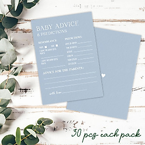 Minimalism Baby Shower Game Kits - Baby Prediction & Advice - Mist Blue - 30 Fill In Style Game Cards Each Set, Gender Reveal, Baby Announcement, Party Favor & Decor - B01