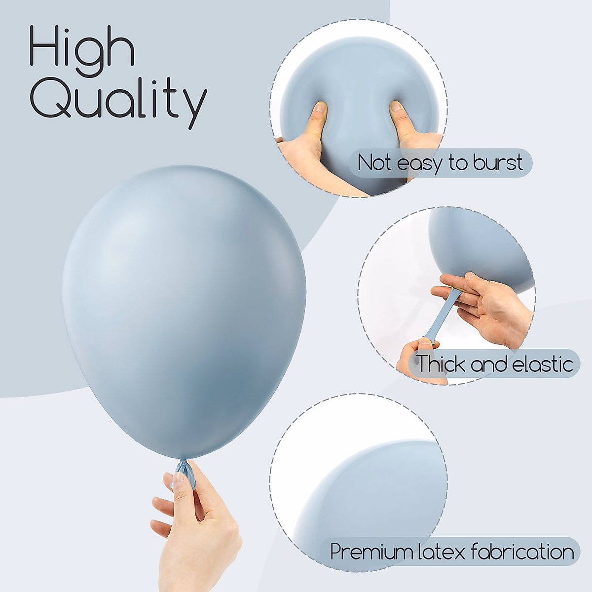 Awenztech 110pcs Dusty Blue Balloons, 18 12 10 5 inch Dusty Blue Balloons Different Sizes Dusty Blue Balloon Arch Kit for Bridal Shower Gender Reveal Baby Shower Birthday Party Decorations