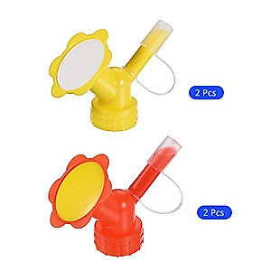 M METERXITY 4 Pack Bottle Watering Sprinkler - Plant Potted Watering Portable Spout Nozzles Heads Converter, Apply to Indoor/Outdoor (90x65mm, Yellow Orange)