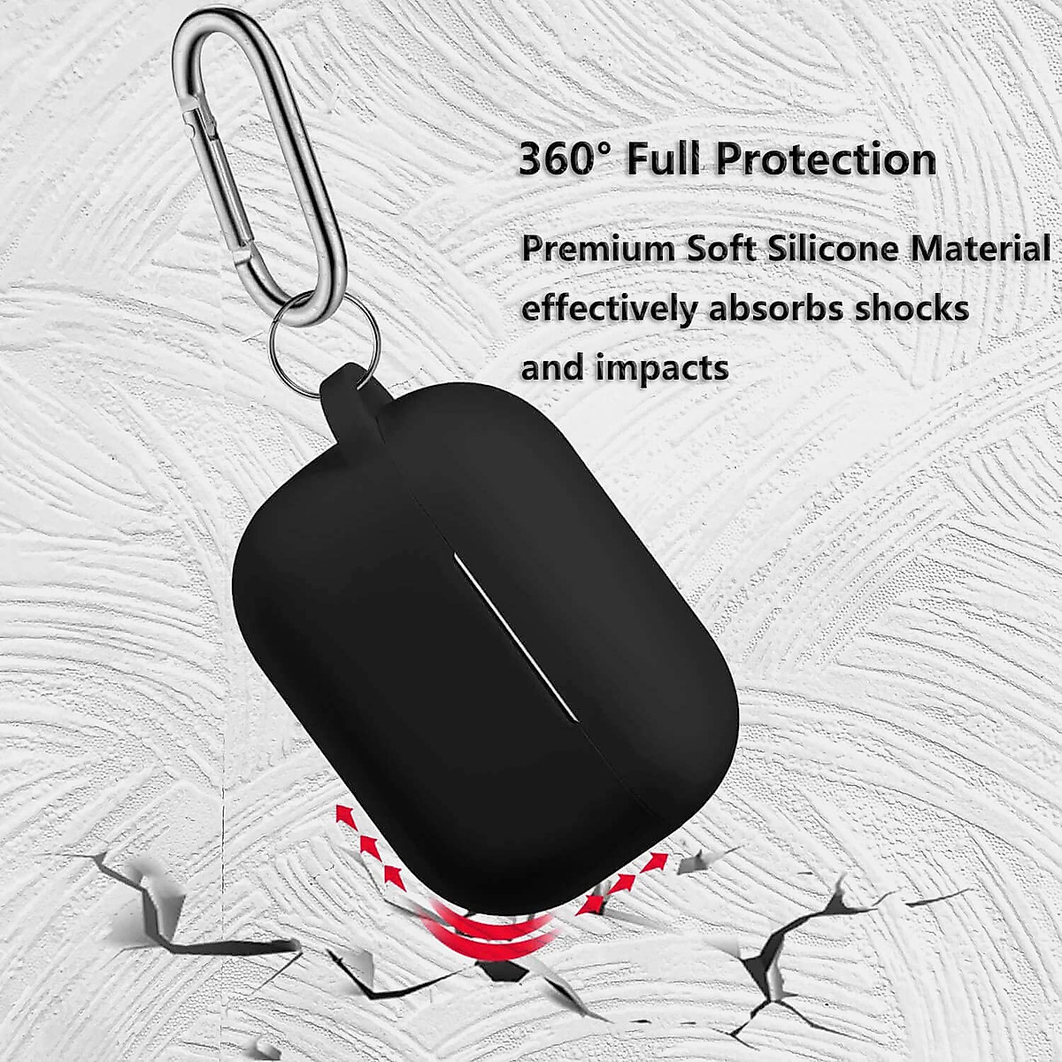 AirPods Pro Case Compatible with Apple AirPods Pro 2nd/1st Generation, Silicone Protective Cover with Keychain Front LED Visible, Black